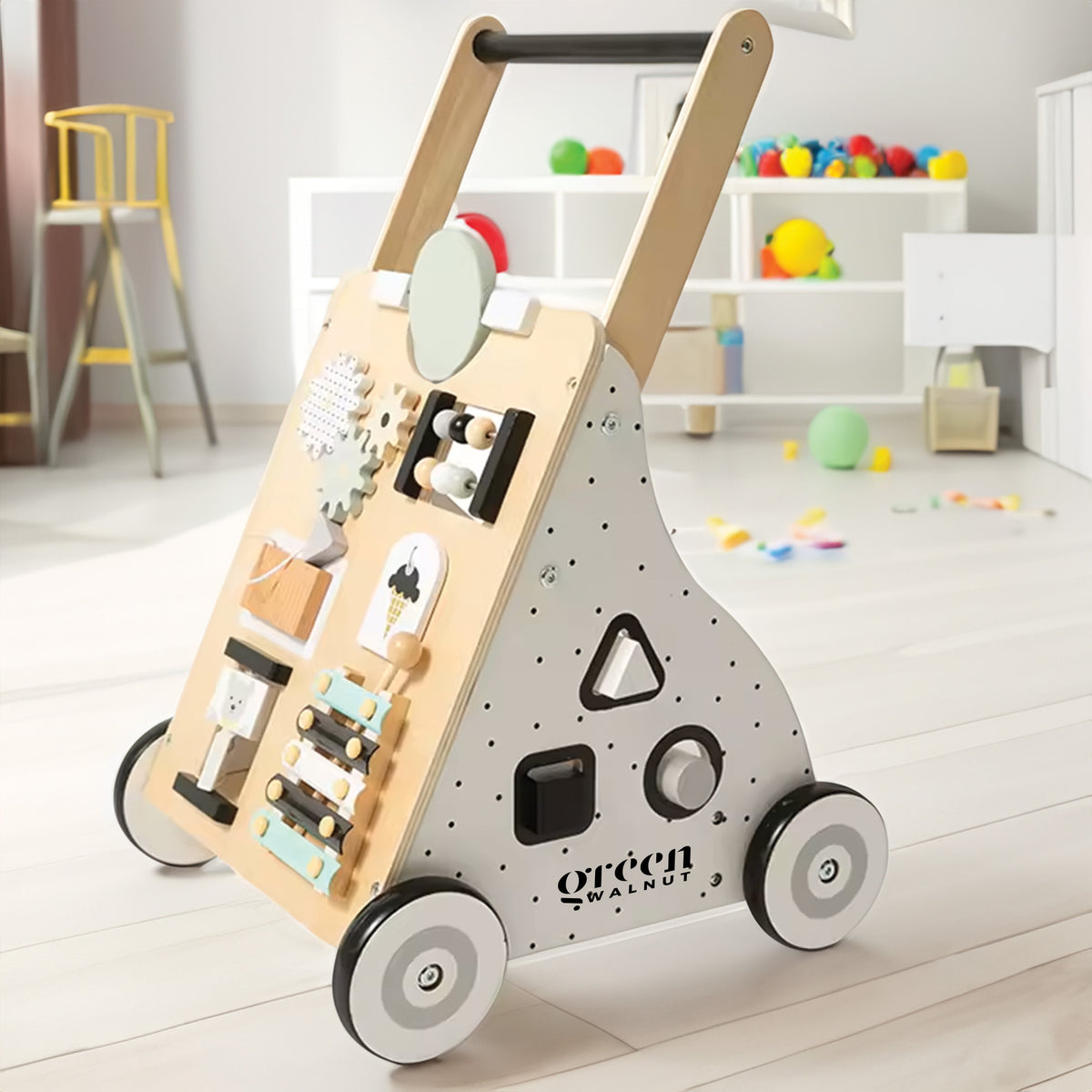 Wooden Activity Walker | Wooden Baby Walker | Toddler Walker – Green ...