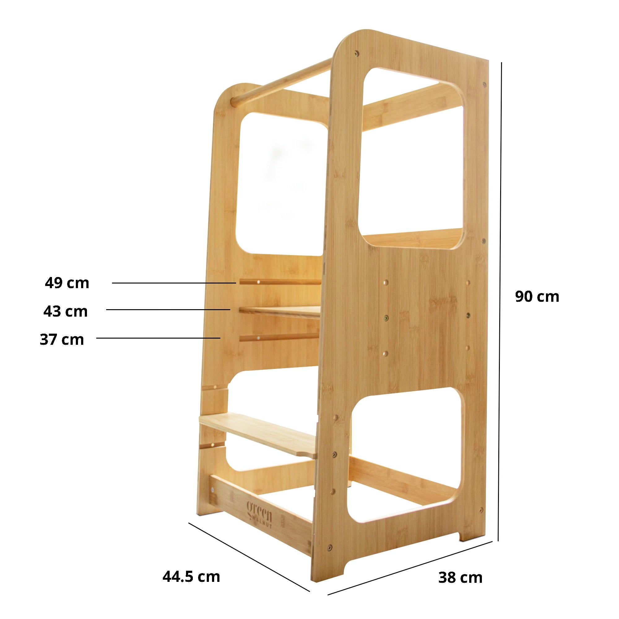 Kids Toddler Learning Tower Kitchen Step Stool Natural Green Walnut Inc