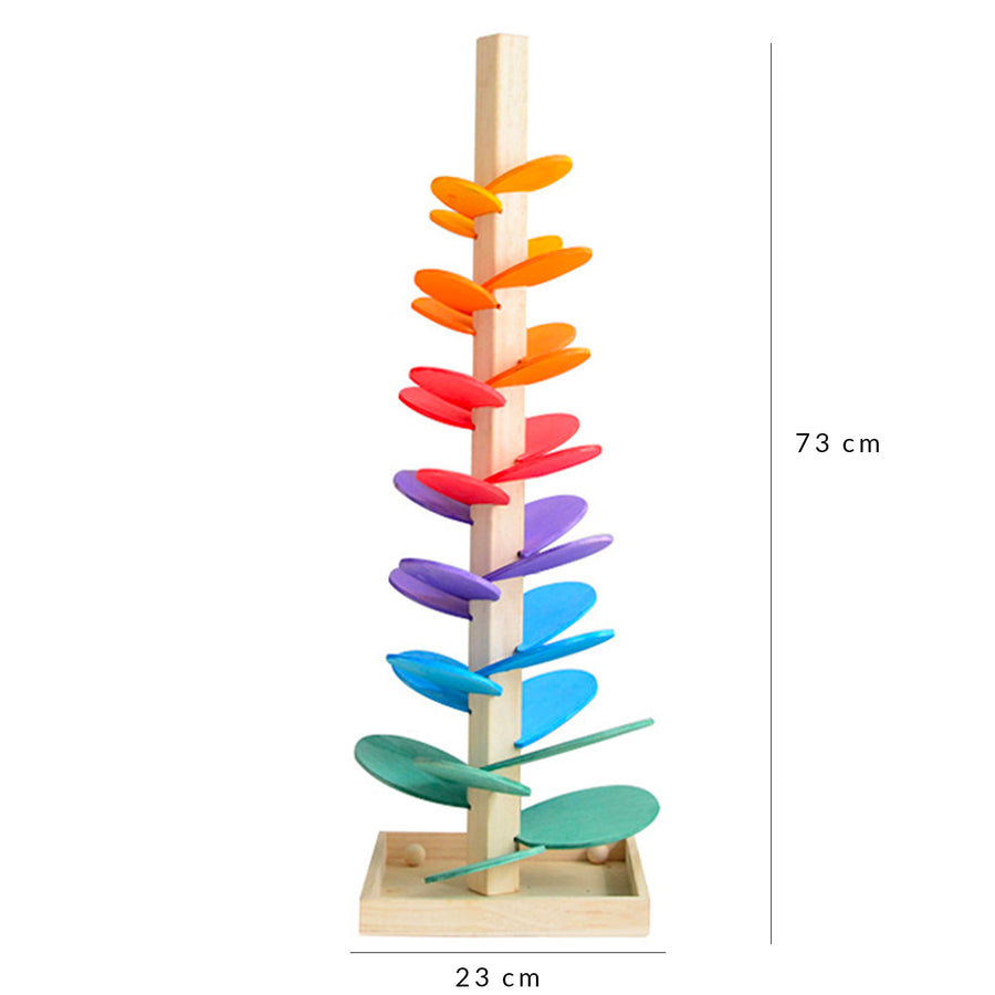 Large Wooden Marble Sound Rainbow Tree Run ( COLOURED WOODEN BALLS ...