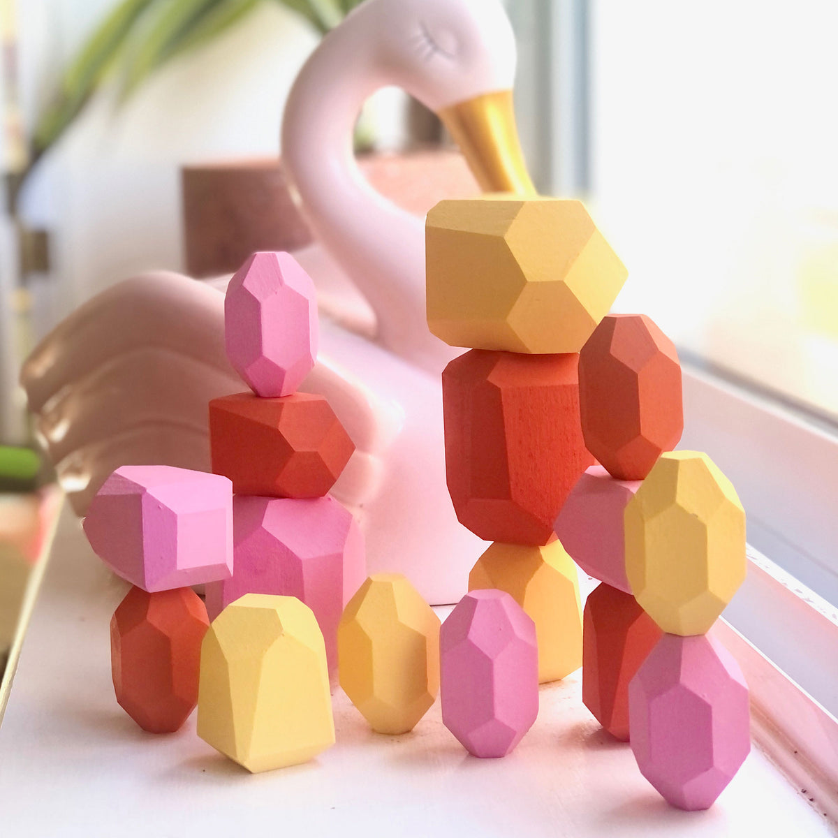 Balancing Wooden Blocks| Flamingo | Set of 16 – Green Walnut Inc.