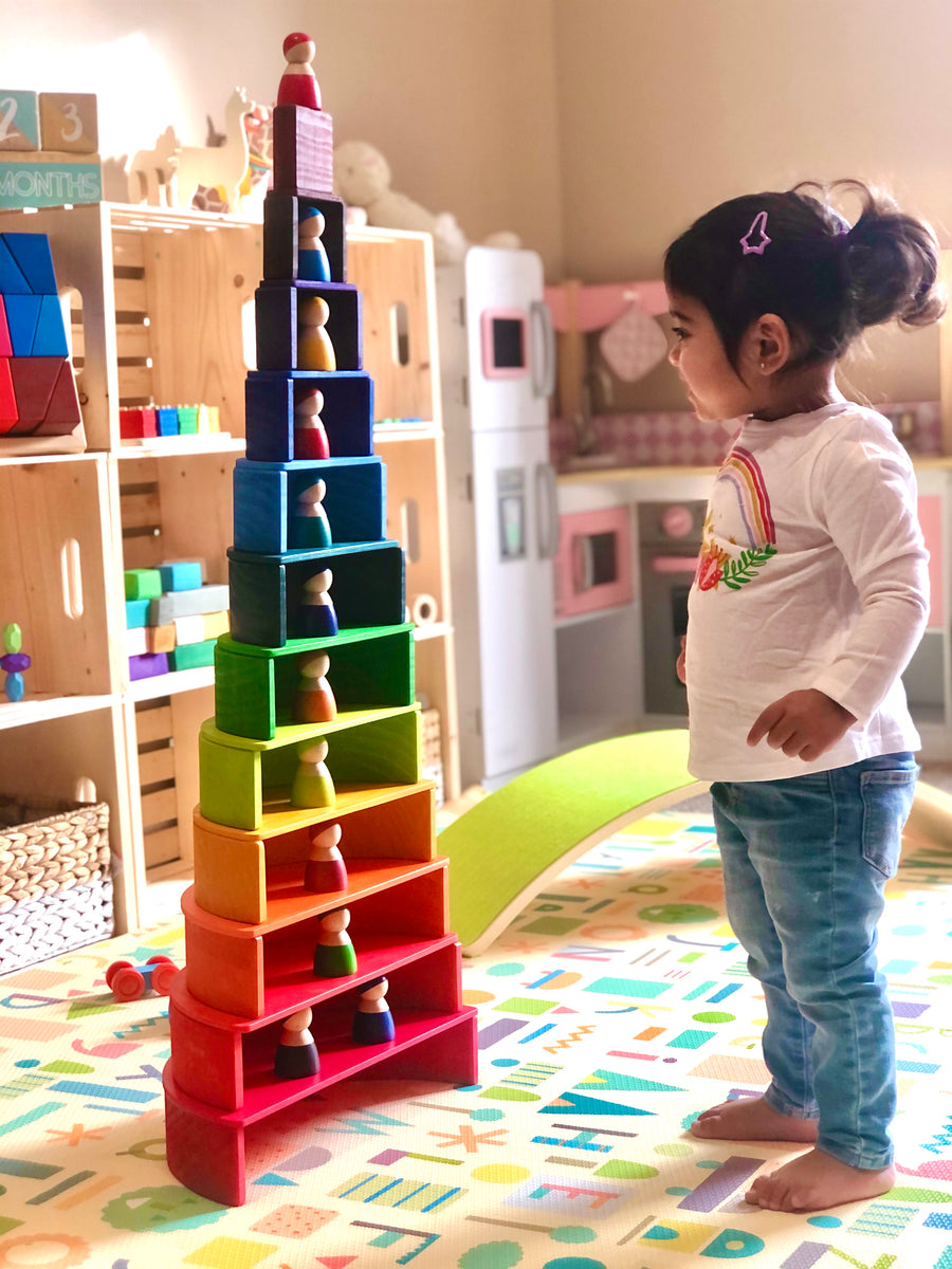 Large Rainbow Stacker Bundle - Rainbow Stacking toy – Green Walnut Inc.