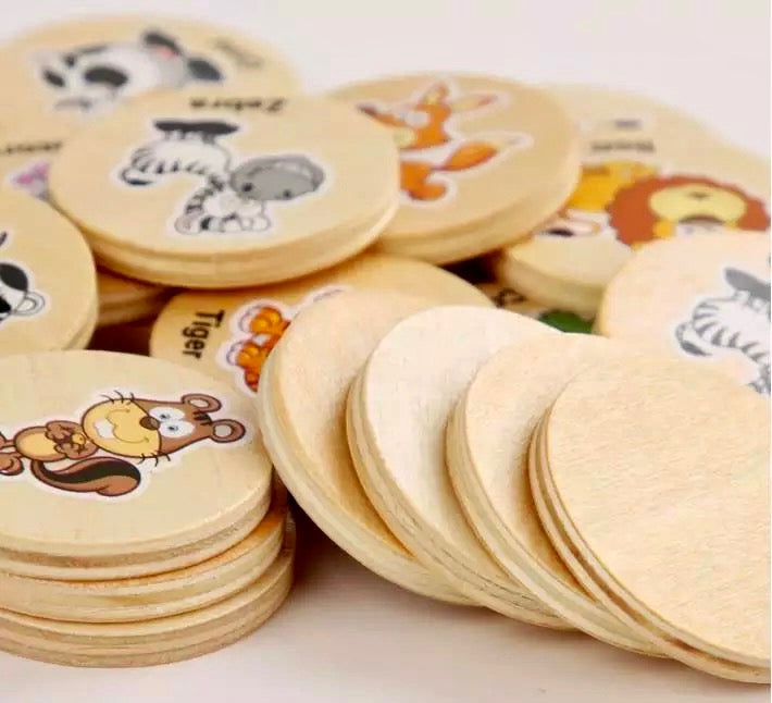 Wooden Matching Game | Wooden Memory Game | Fruits & Animal Matching G ...